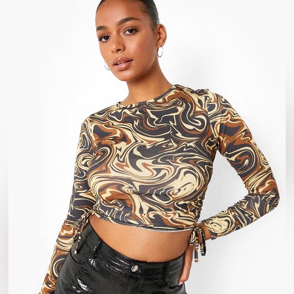 Boohoo | Tops | Marble Crop Top | Poshmark